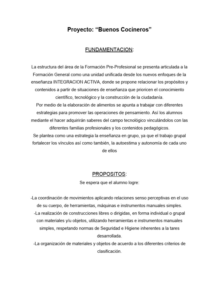 Fundamenta Cio 1 | PDF | Enseñando | Cocina