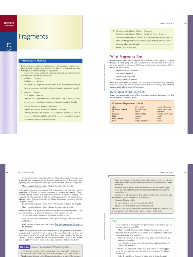 Fragments Practice | PDF | Clause | Sentence (Linguistics)