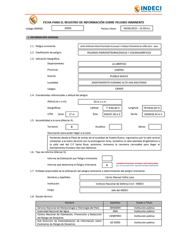 Ficha de Indeci | PDF | Inundar | Infraestructura
