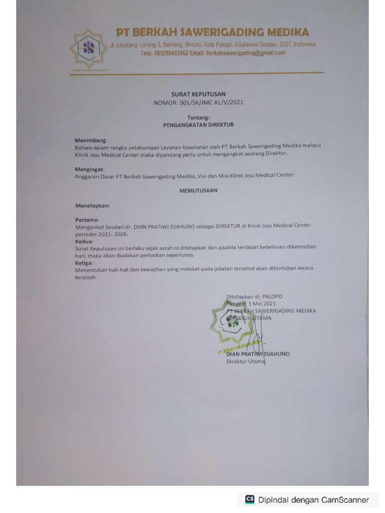 SK Direksi | PDF