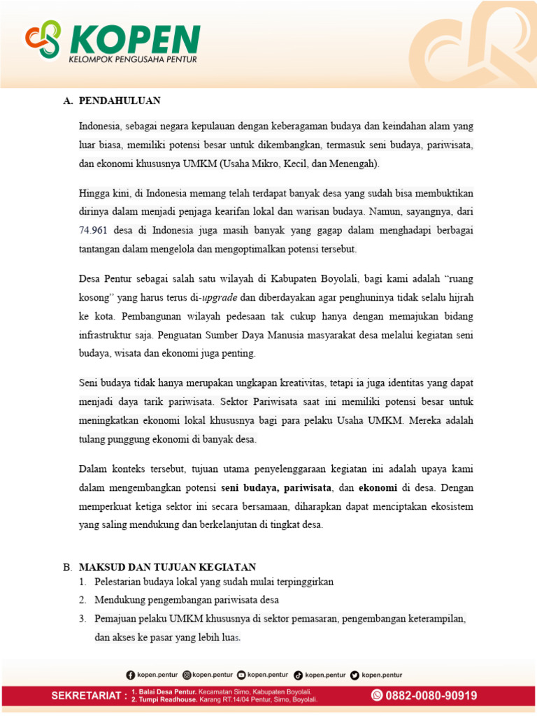 Contoh Proposal Bazar UMKM Di Desa | PDF