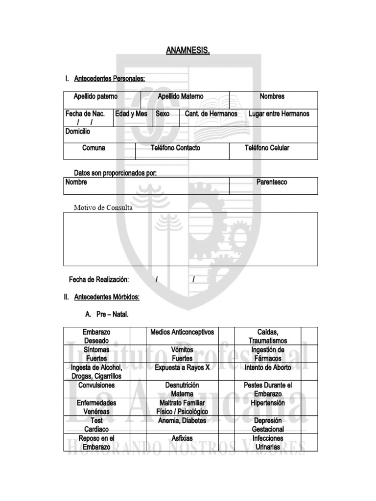 Anamnesis 1 | PDF | El embarazo | Parto