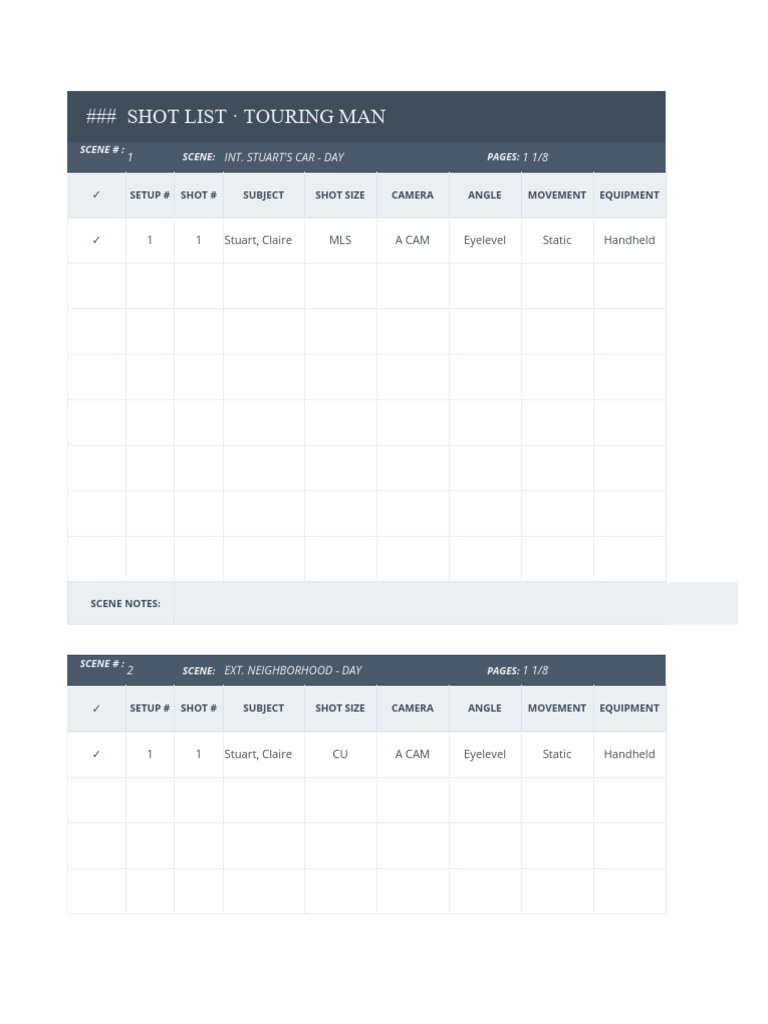 Shot List Template for Film Production | PDF | Camera | Photography ...