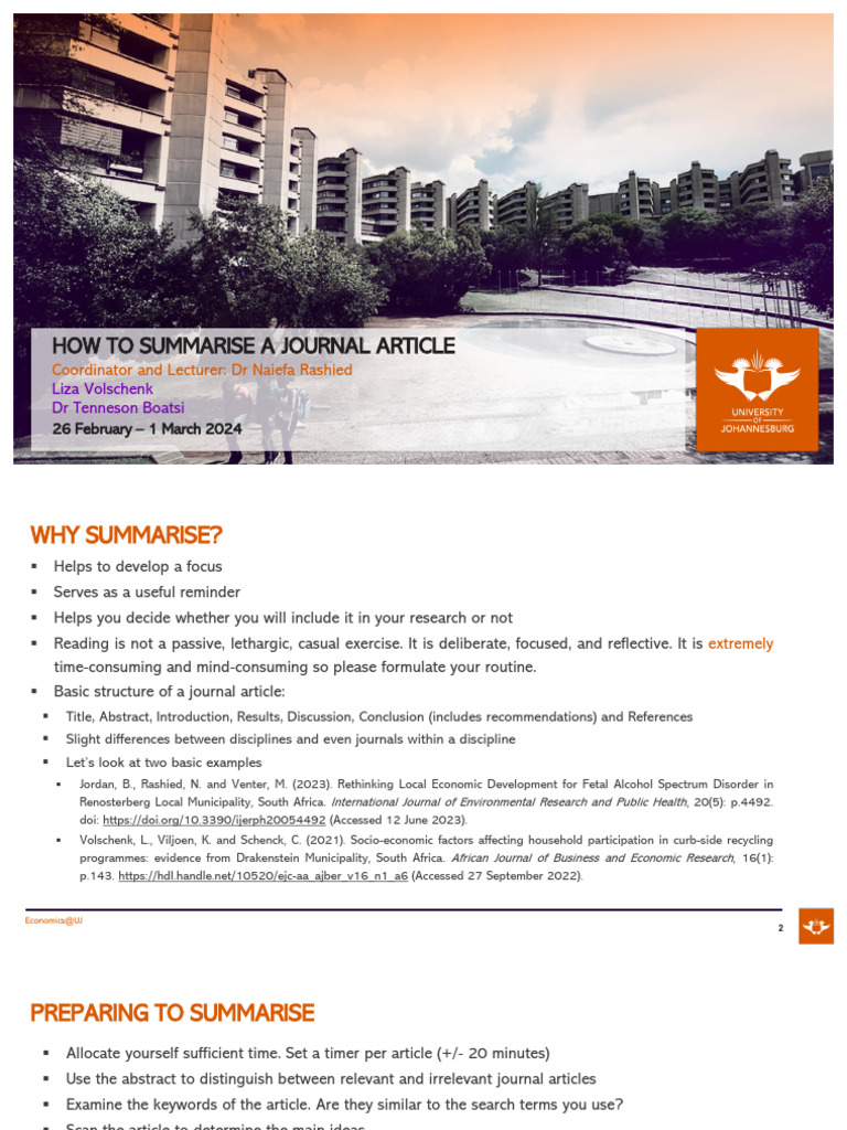 Summarising Journal Articles Guide Pdf