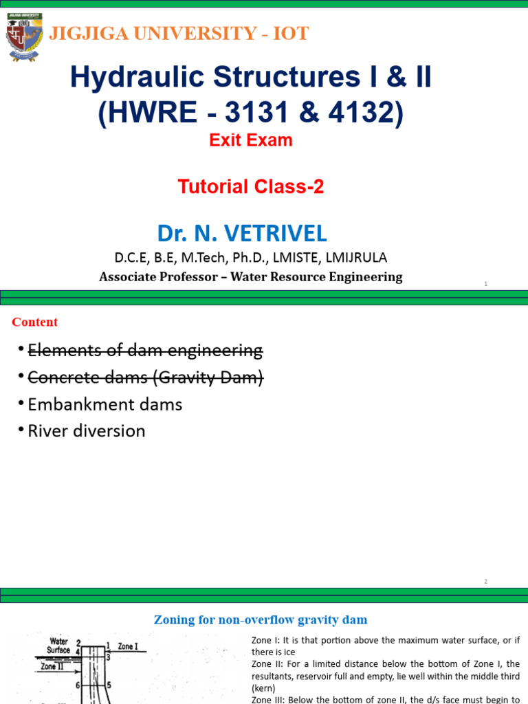 Hydraulic Structures - Tutorial-26.04.2024 | PDF | Dam | Environmental Science