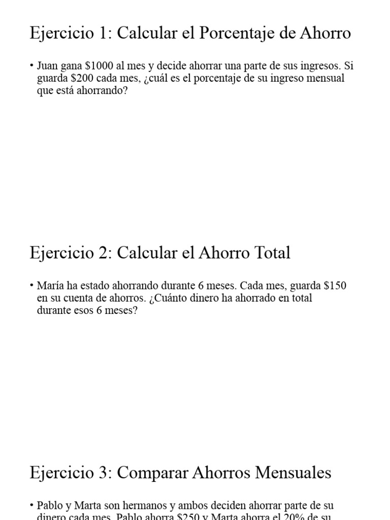 Ejercicio Práctica Cálculo de Ahorro | PDF