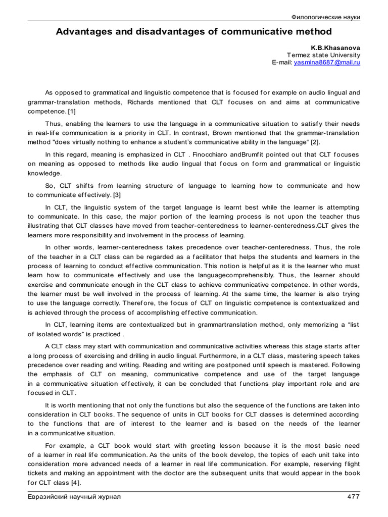 Advantages and Disadvantages of Communicative Method | PDF | Learning ...