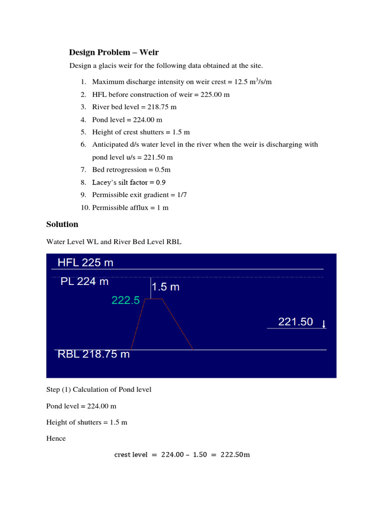 Glacis Weir Design Calculations | PDF | Civil Engineering | Continuum ...
