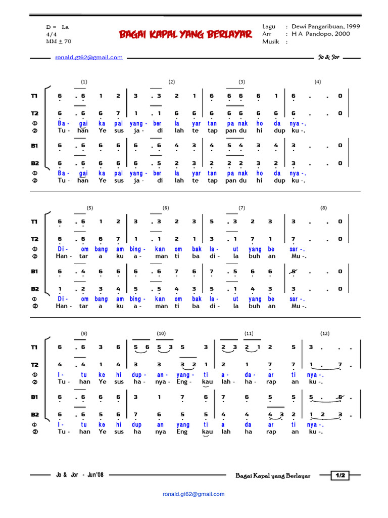 Bagai Kapal Yang Berlayar-TTBB | PDF