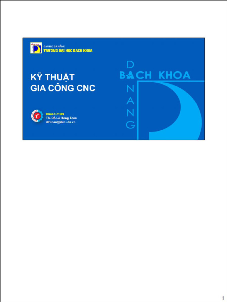 Bai Giang - Ky Thuat Gia Cong CNC - Chuong 1 | PDF