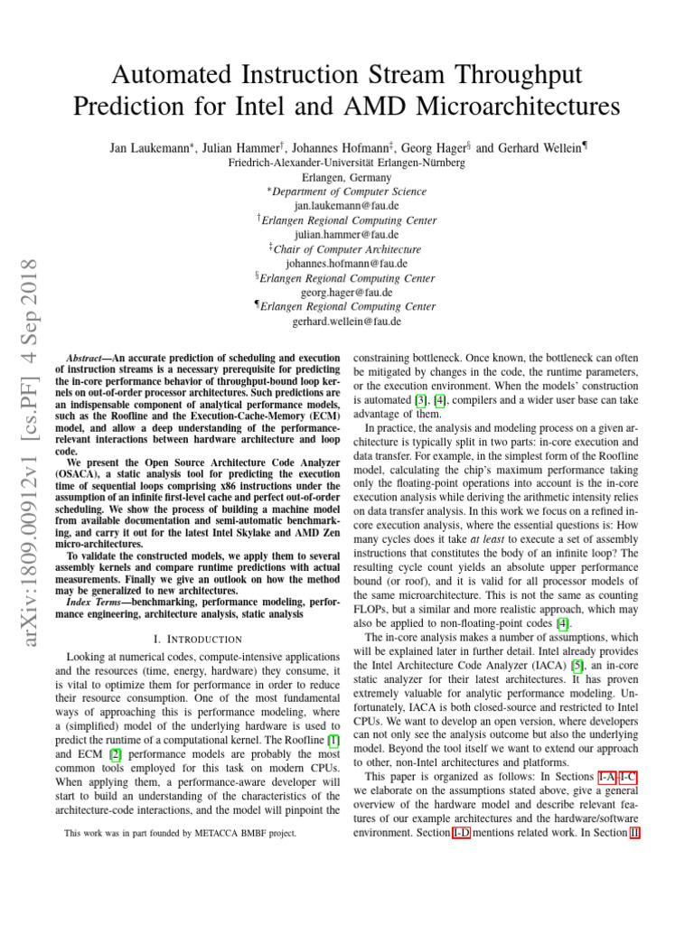 Automated Instruction Stream Throughput Prediction For Intel and AMD ... Automated Instruction Stream Throughput Prediction For Intel and AMD ...