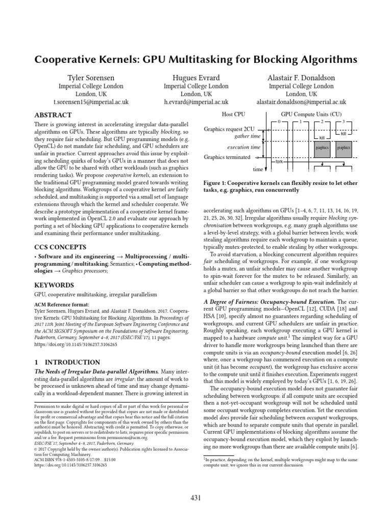 Cooperative Kernels - GPU Multitasking For Blocking Algorithms (Fse2017 ... Cooperative Kernels - GPU Multitasking For Blocking Algorithms (Fse2017 ...