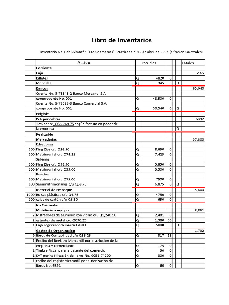 Ejemplo de Inventario (1) | PDF