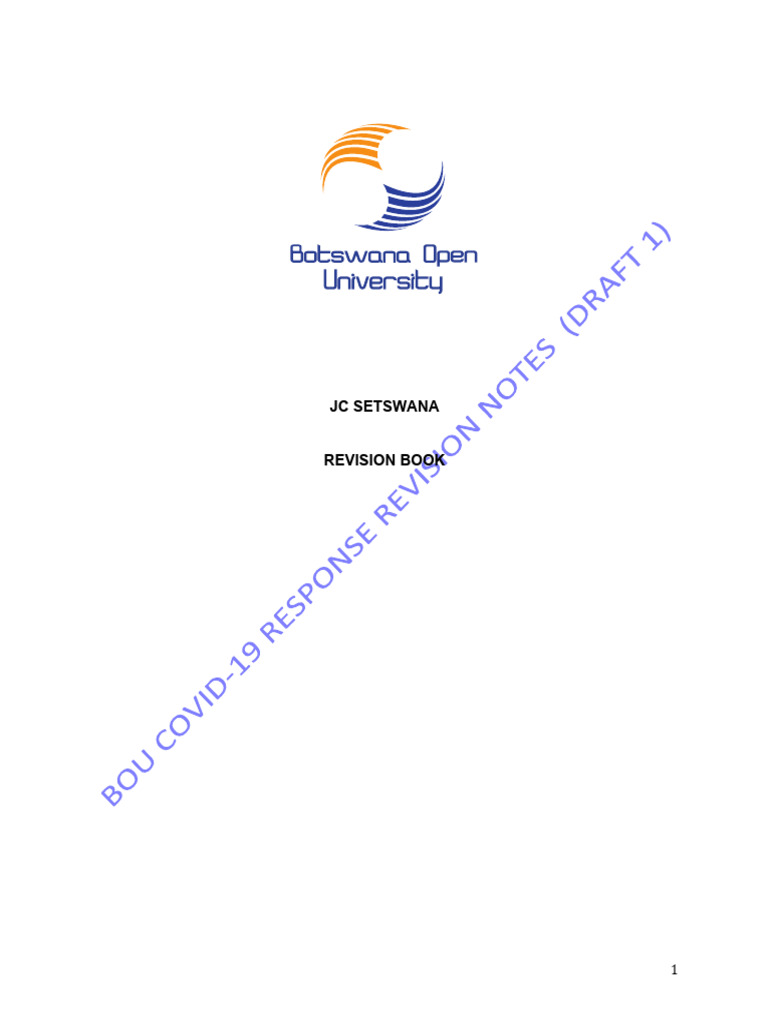 Setswana JC Revision Guide | PDF | Linguistics | Languages