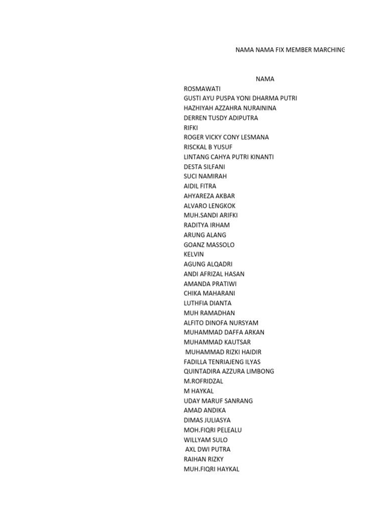 Marching Band Member List | PDF | Musical Instruments | Percussion ...