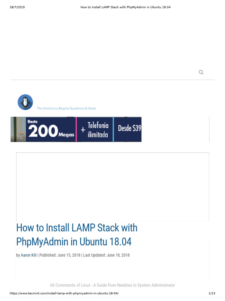 How To Install Lamp Stack With Phpmyadmin In Ubuntu 1804 Pdf Apache Server Php