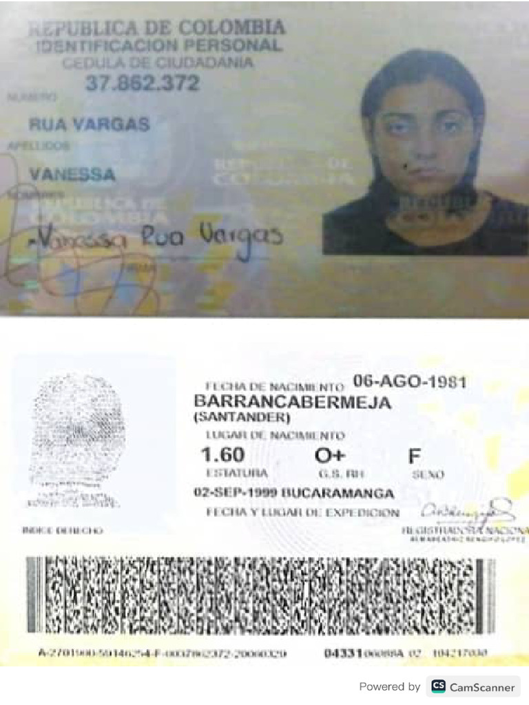 Cédula Vanessa Rua | PDF