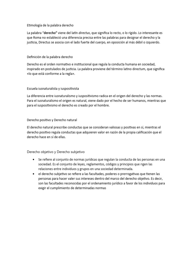Etimología de La Palabra Derecho | PDF