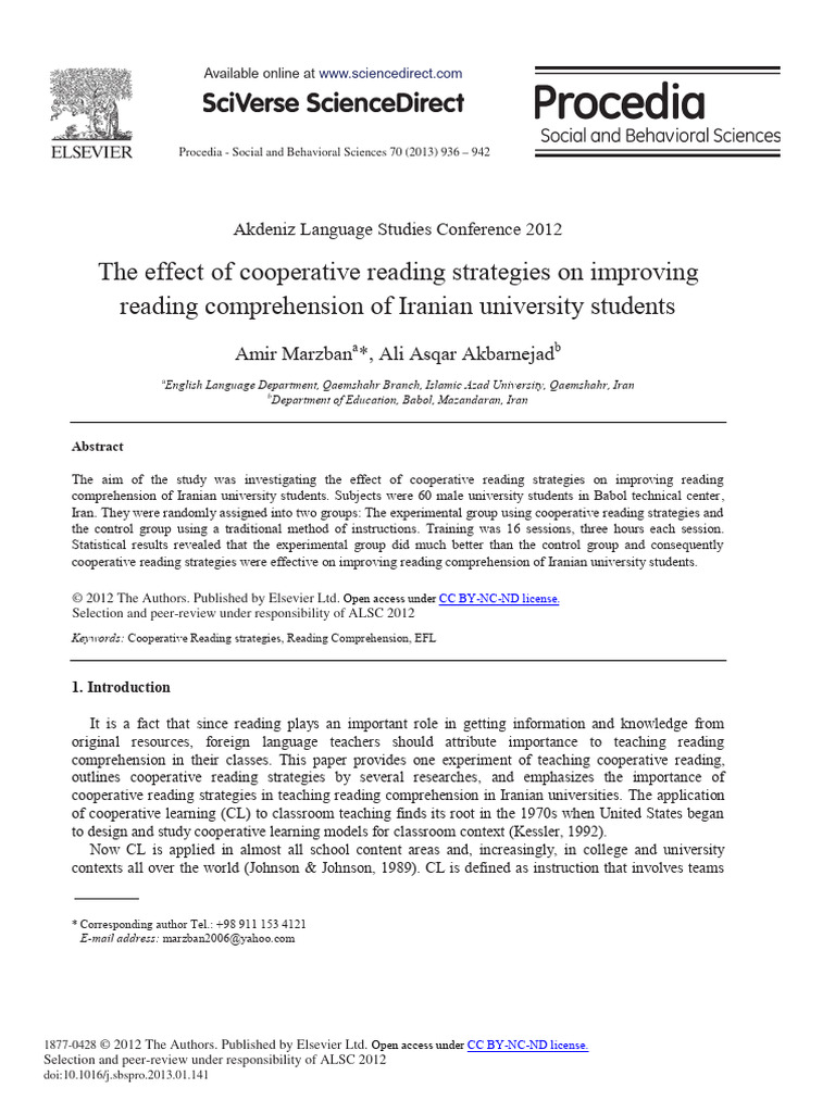 The Effecto of Cooperative Reading Strat On Improving Reading ...