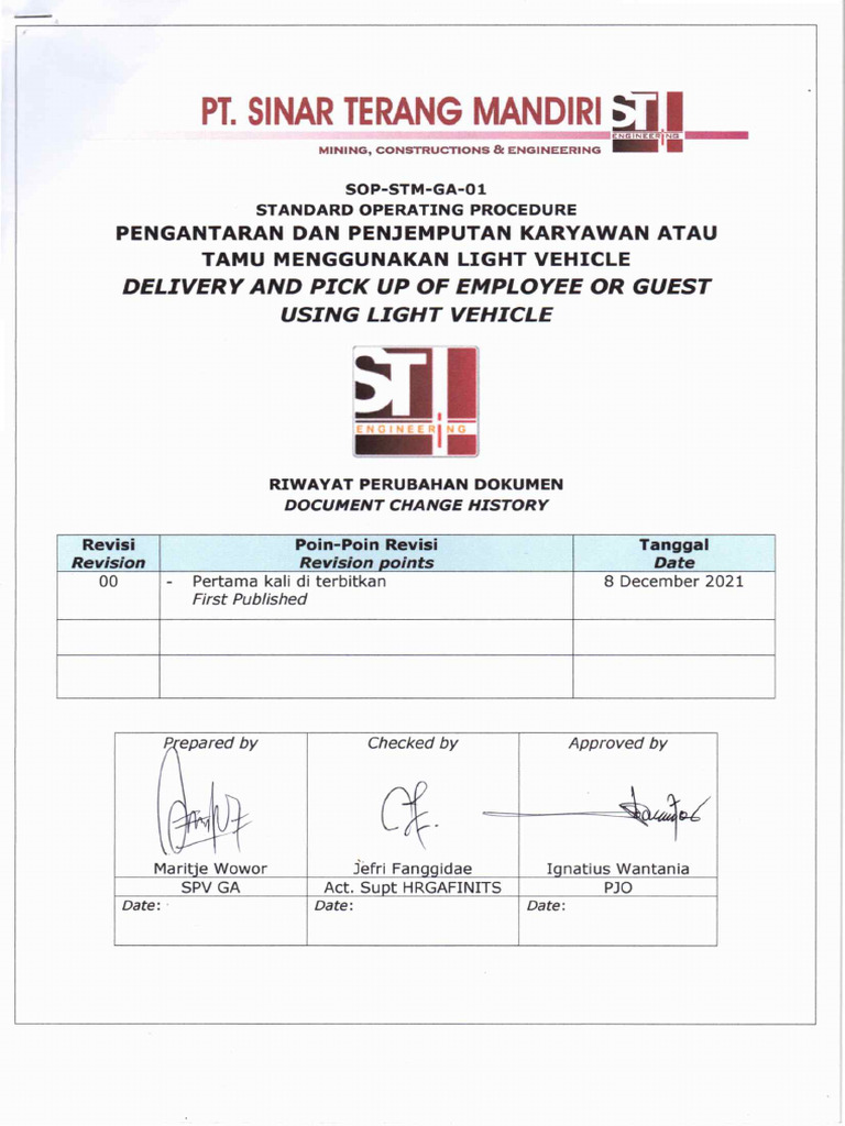 Sop-Stm-Ga-01 Pengantaran Dan Penjemputan Karyawan Atau Tamu ...