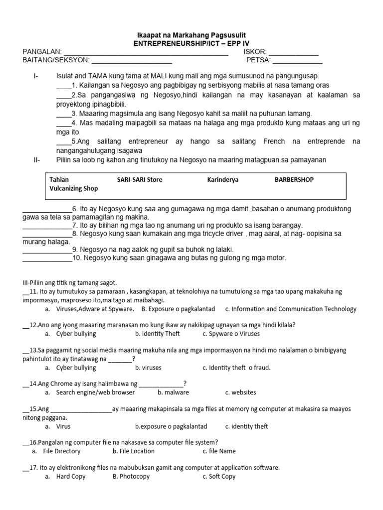 PT - Epp-Ict 4 - Q4 V1 | PDF