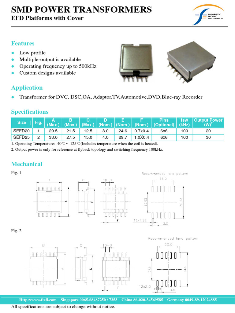 1 1 SMD Transformers SMPST Sefd20 - 25 | PDF