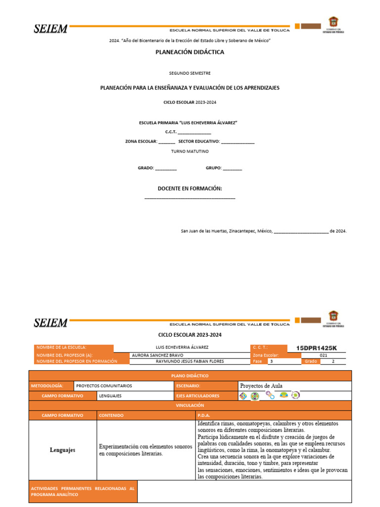 Planeacion Dany | PDF | Evaluación