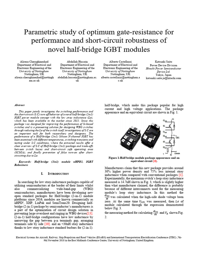 Parametric Study of Optimum Gate Resista | PDF | Capacitor | Field Effect Transistor
