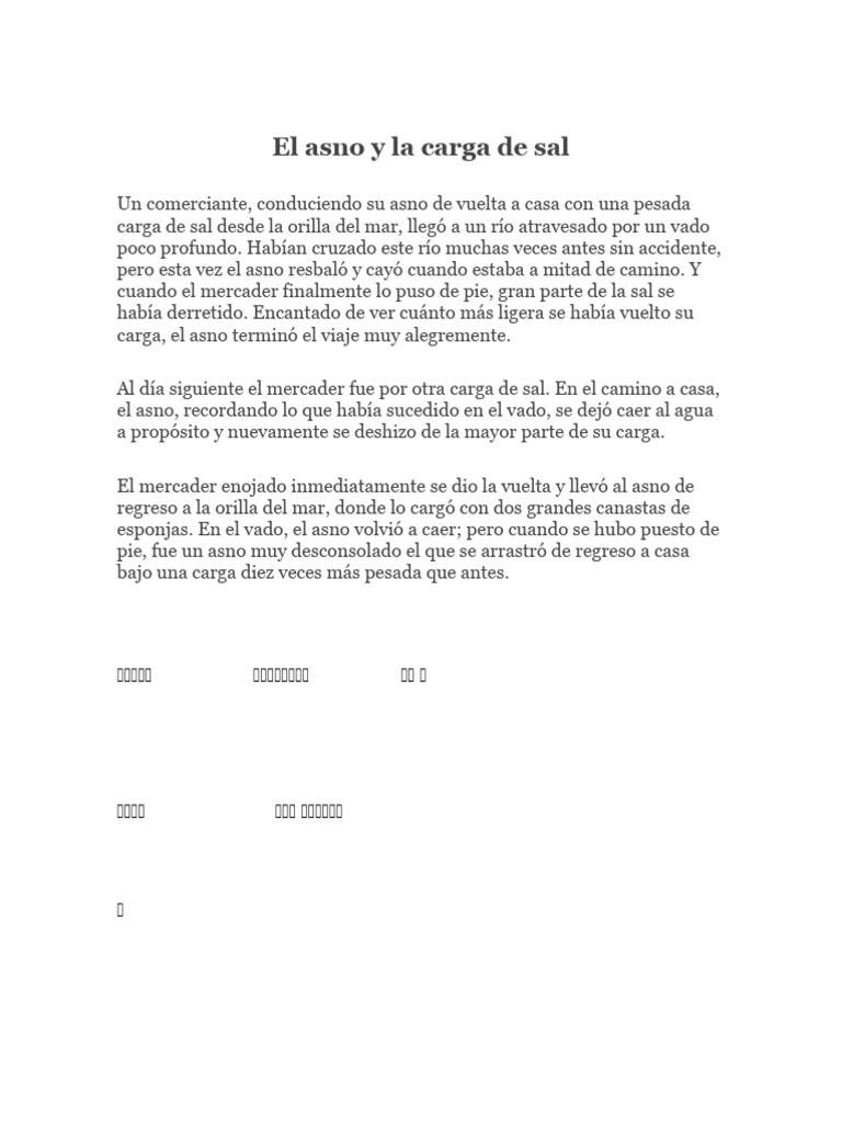 El asno y su carga de sal | PDF | Clásicos