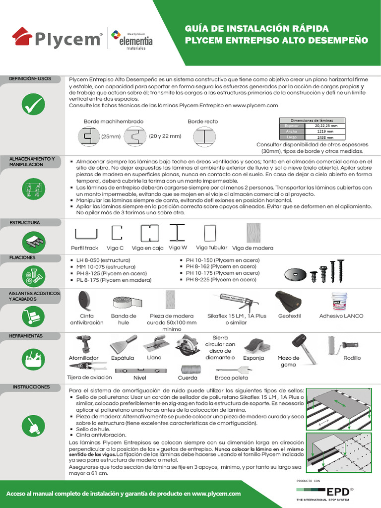 Guia Rapida de Instalacion Plycem Entrepiso Alto Desempeno | PDF ...