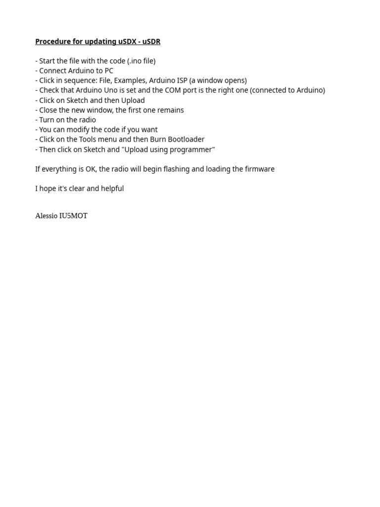 Update uSDX-uSDR Firmware Guide | PDF