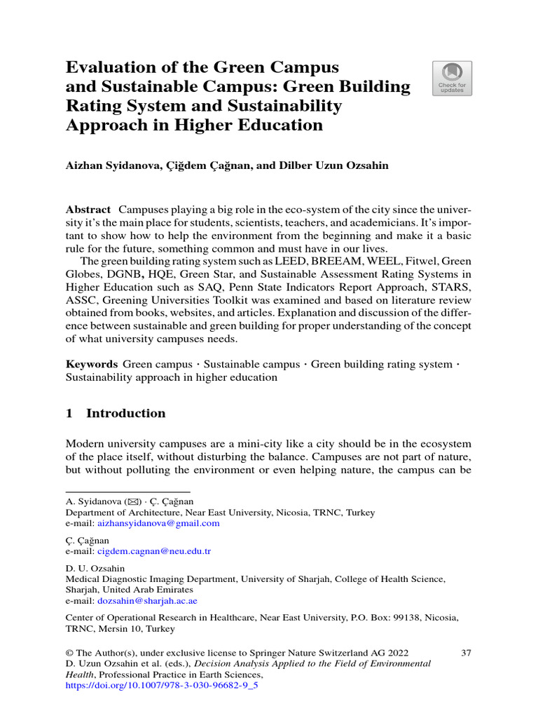 Evaluation of The Green Campus and Sustainable Campus Green Building Rating System and ...