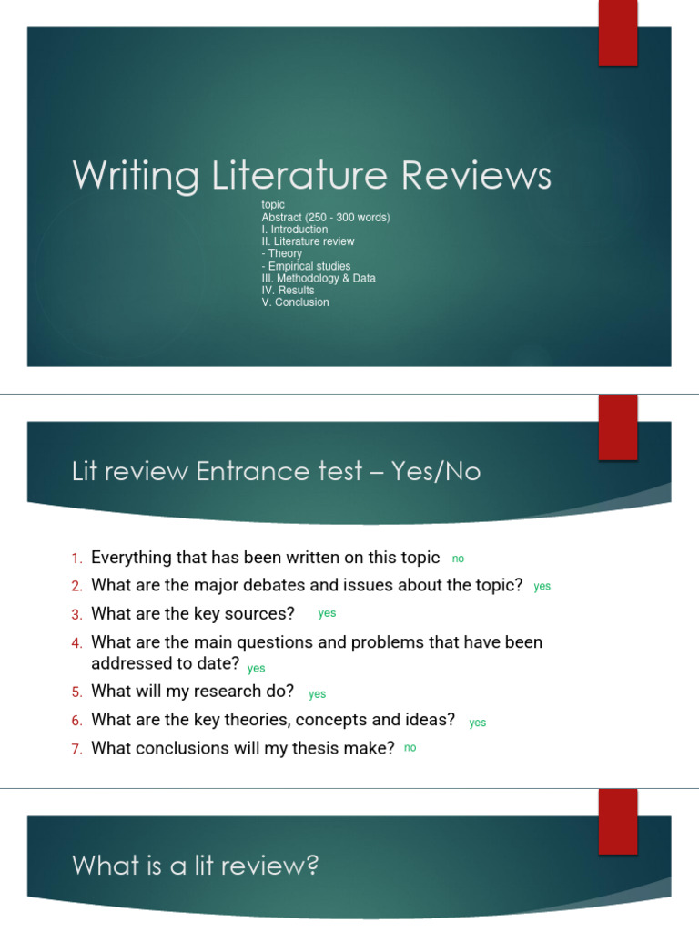 Chapter 2 - Session 2 - Writing Literature Reviews - 2023 | PDF | Methodology | Cognition
