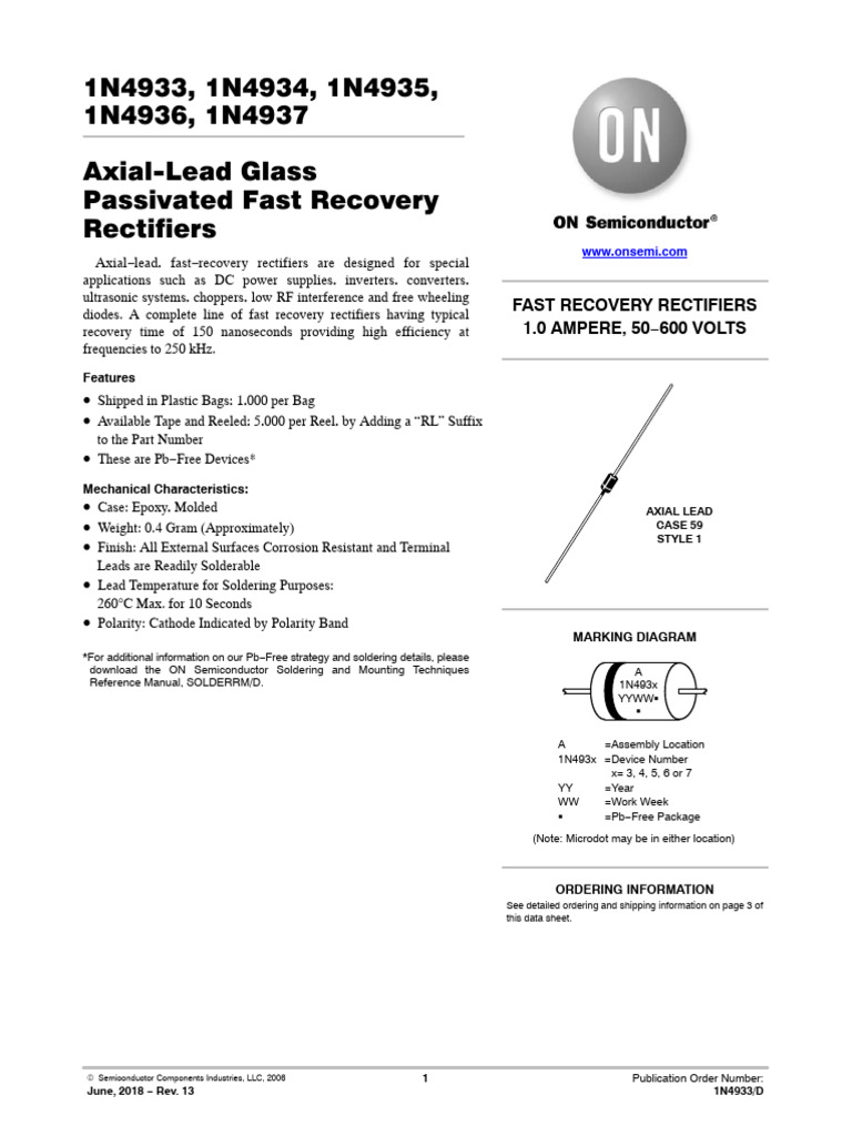 1N4933, 1N4934, 1N4935, 1N4936, 1N4937 Axial-Lead Glass Passivated Fast ...