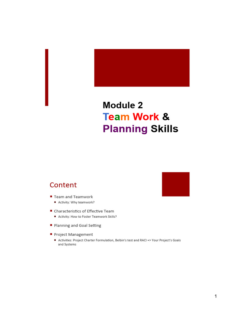 2024 - Module 2 Team Work and Planning - Handout | Download Free PDF ...