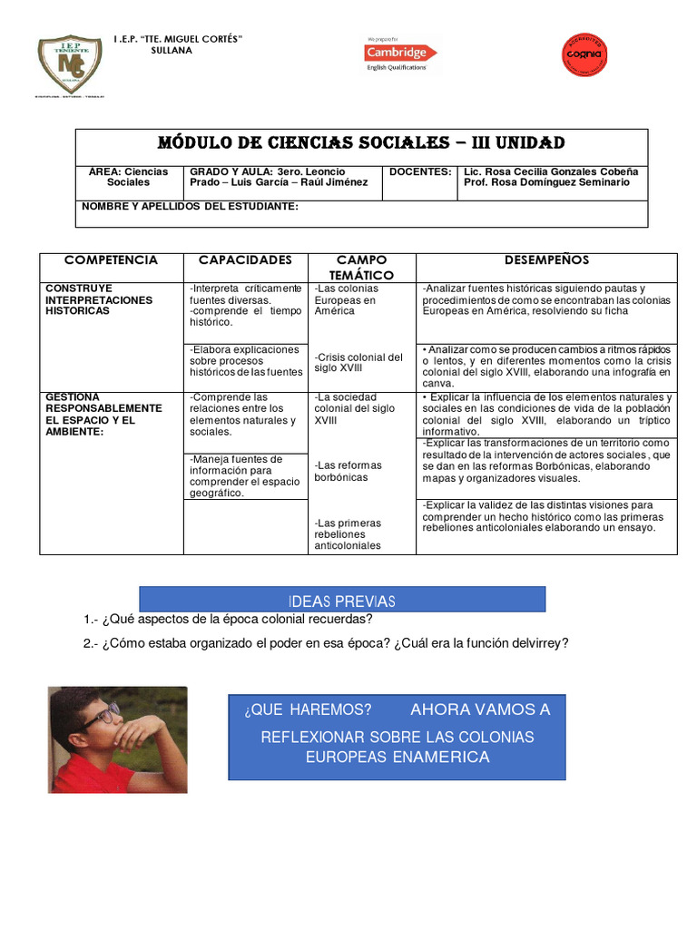 Modulo 3 de CC - SS de 3ero Sec. | PDF | Nueva españa | Imperio español