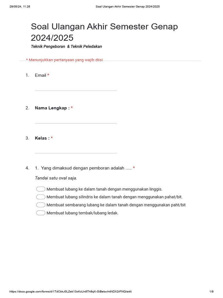 Soal Ulangan Akhir Semester Genap 2024 - 2025 - Google Formulir | PDF | Teknologi & Rekayasa