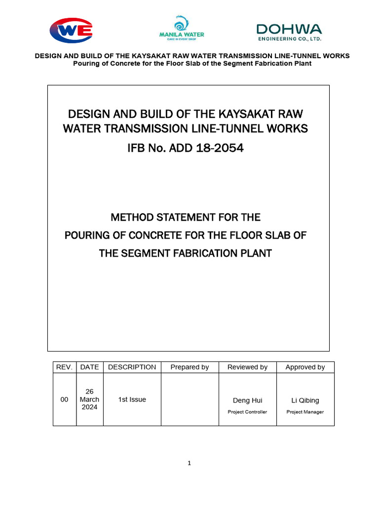 26march - Method Statement For The Pouring of Concrete Floor Slab ...