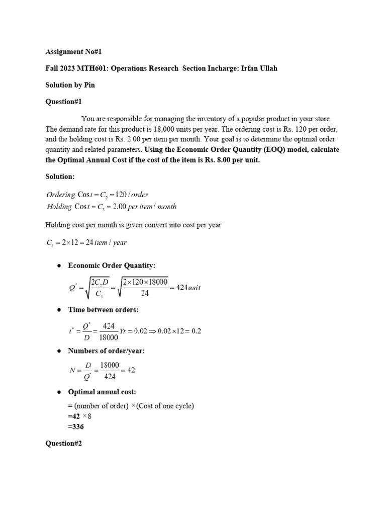 Mth601 Assignment Solution by Pin | PDF