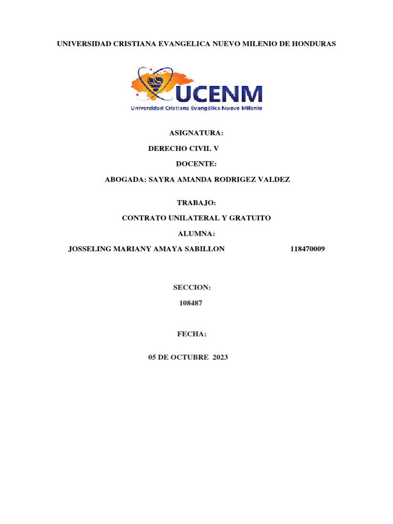 Contrato Unilateral y Gratuito Civil V | PDF | Donación