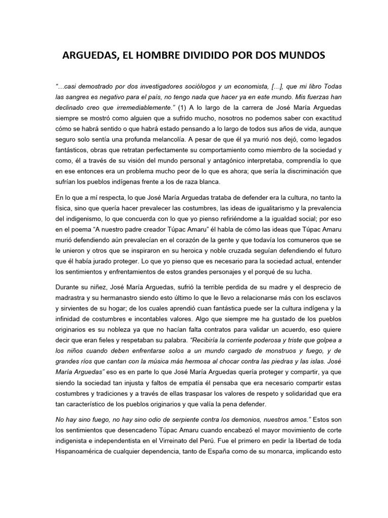 EJEMPLO DE ENSAYO JM ARGUEDAS | Descargar gratis PDF | Igualitarismo