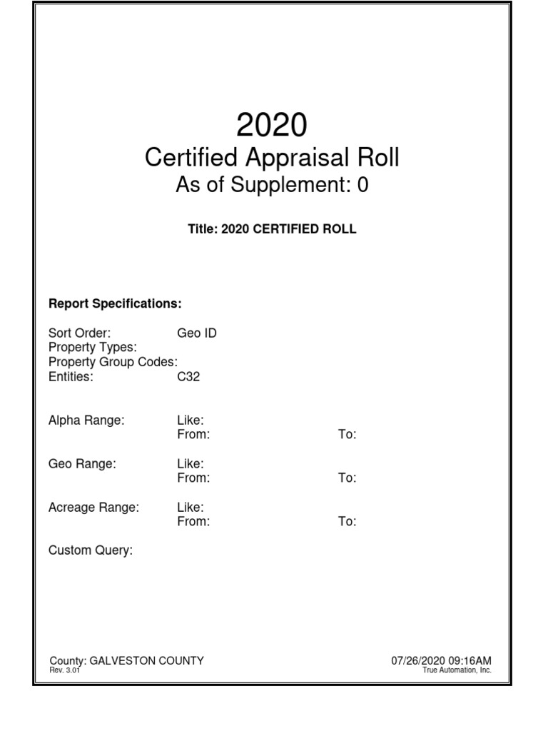 2020 Certified Tax Roll | PDF