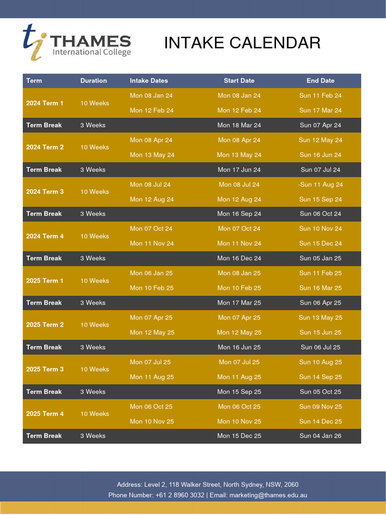 Intake Calendar V2.0 - 2024 | PDF