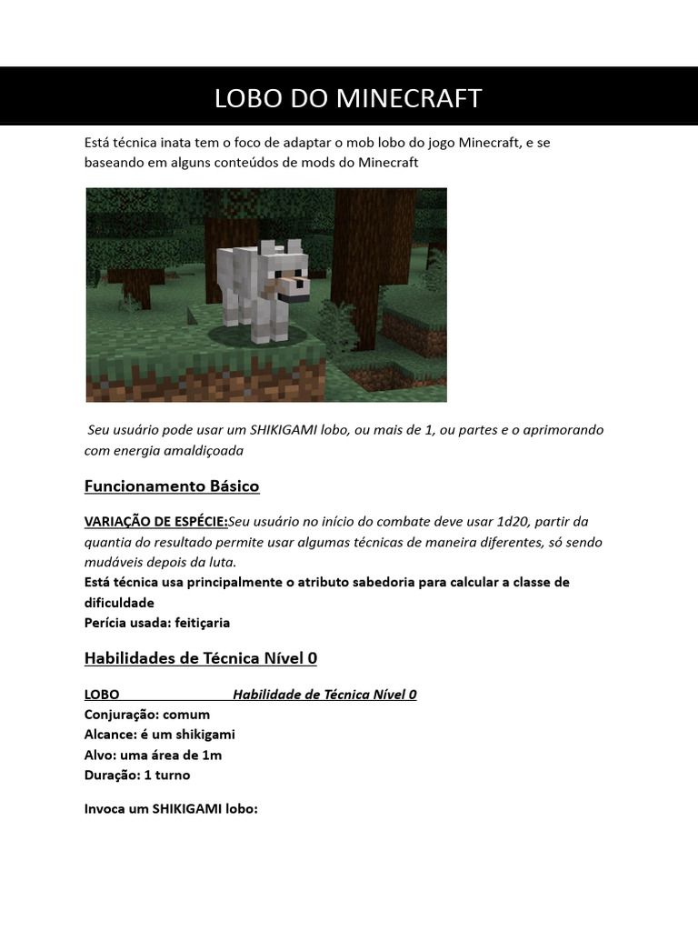 Lobo Do Minecraft (Inata) | PDF | Minecraft