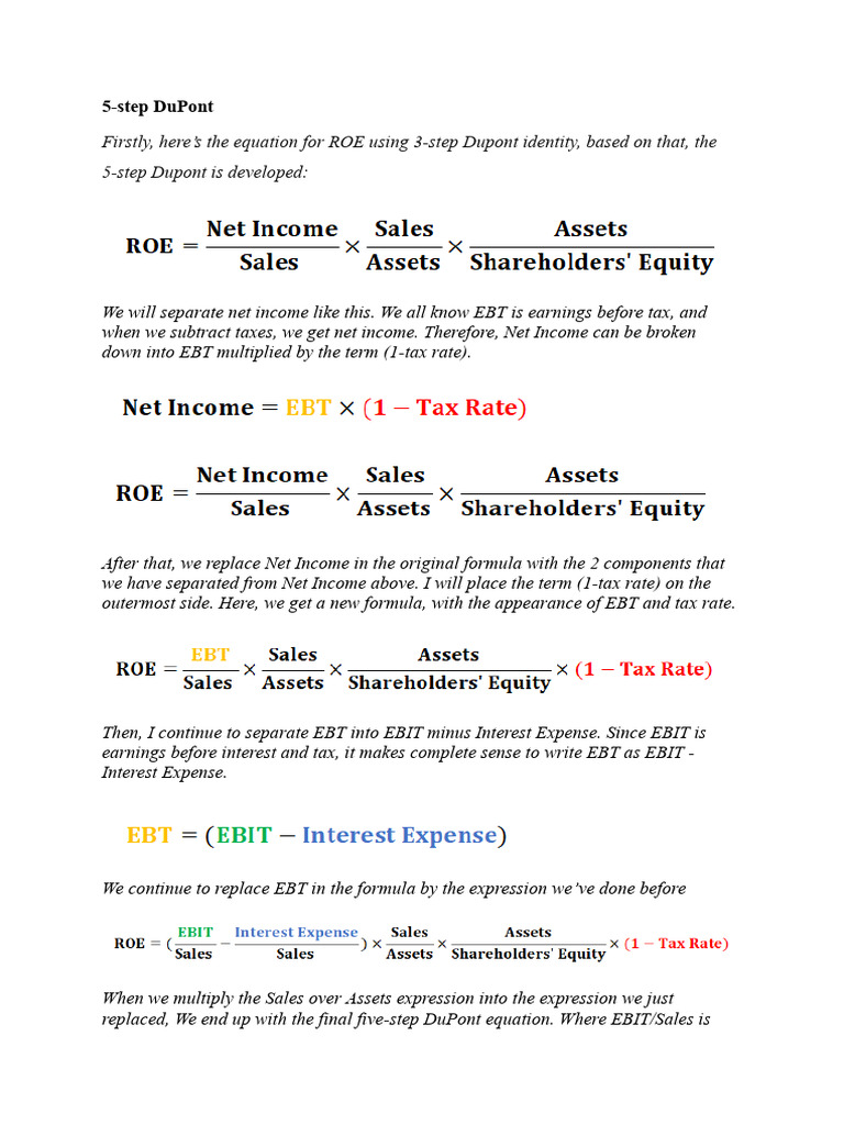 Understanding the 5-Step DuPont Analysis | PDF | Net Income | Taxes