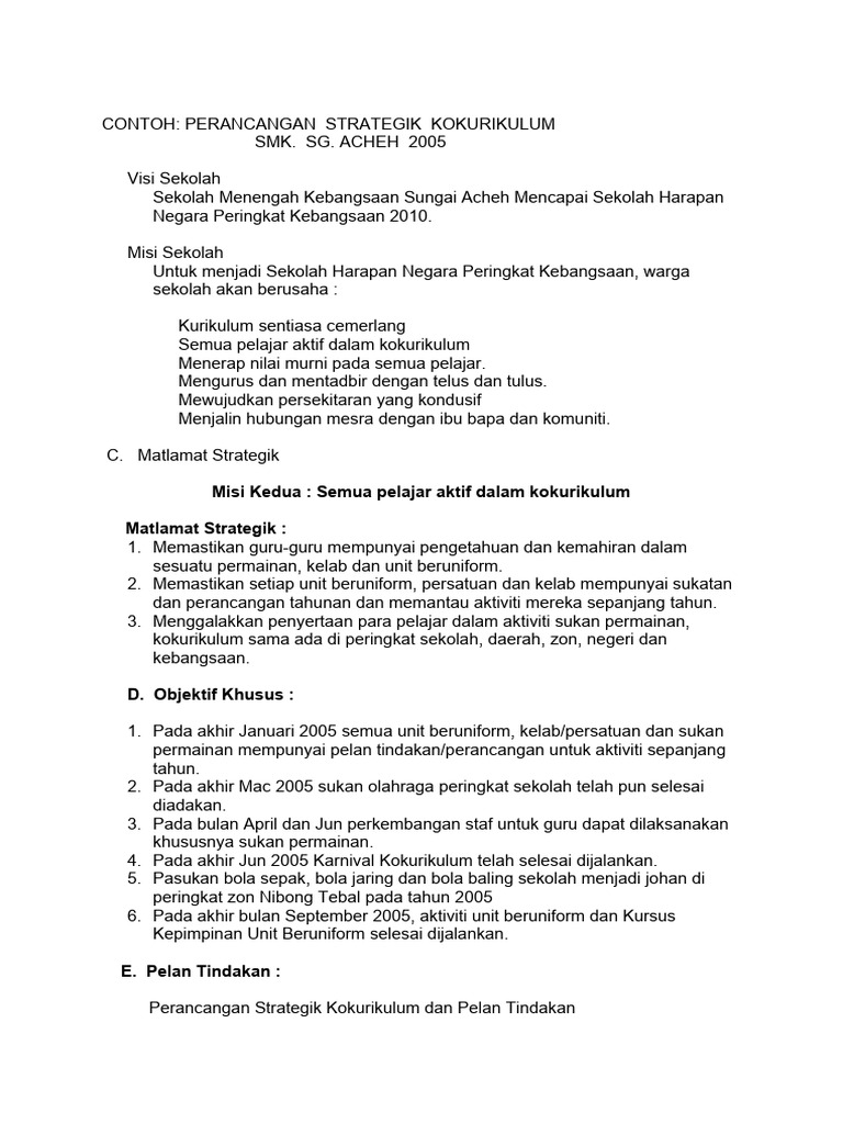 Contoh Perancangan Strategik | PDF