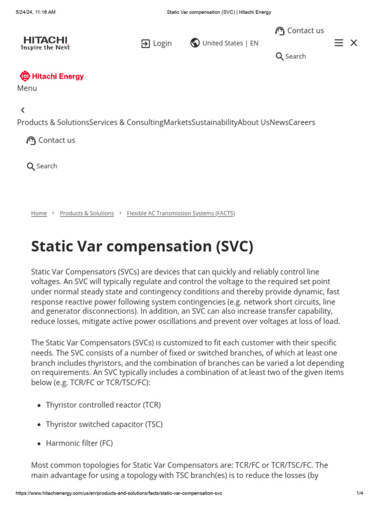 Static Var Compensation (SVC) - Hitachi Energy | PDF | Electronics | Manufactured Goods