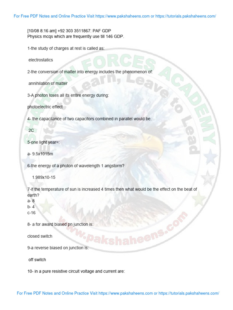 PAF Past Papers of GDP | Download Free PDF | Photoelectric Effect ...