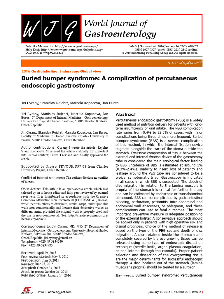 2 Buried Bumper Syndrome A Complication of Percutaneous | PDF ... 2 Buried Bumper Syndrome A Complication of Percutaneous | PDF ...