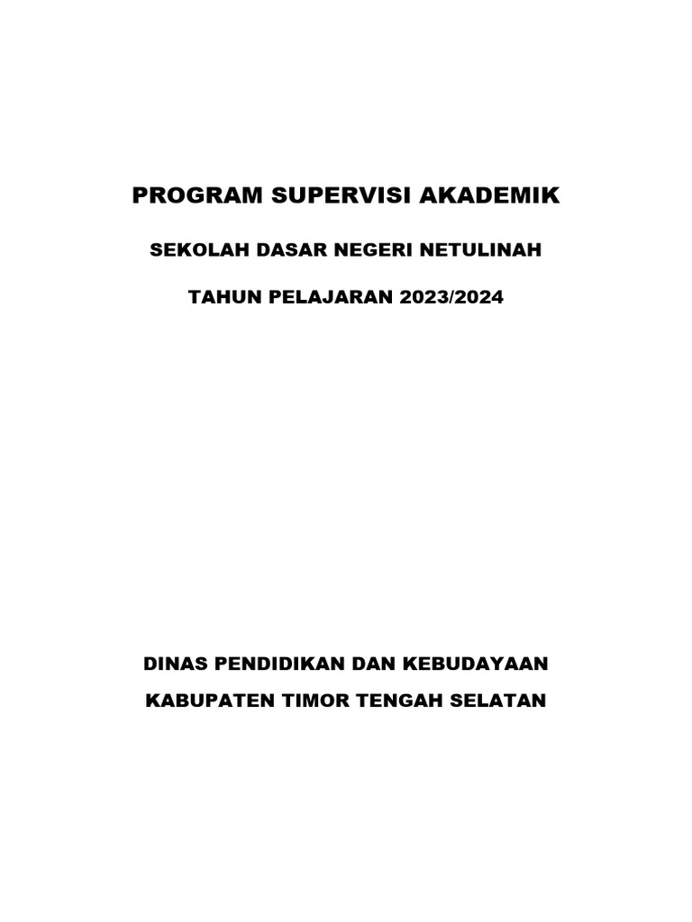 Contoh Program Supervisi Akademik | PDF